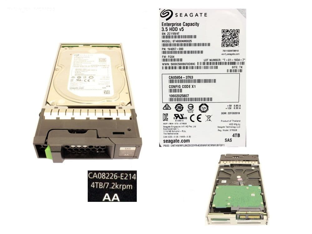 Fujitsu Eternus 4TB SAS 12G 7 2K 3 5" HDD CA08226-E214 34076228 For DX ...