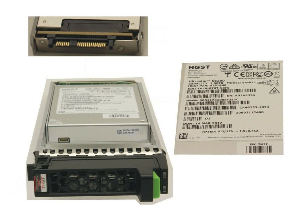 Fujitsu Eternus 7 68TB SSD SAS MLC CA07670-E897 DX1/200 DX500/600 S3 S4 ...
