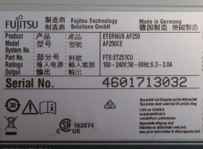 Fujitsu Eternus AF250 24x 2 5" Bay 2x 16Gb FC Controller Each With 1x FC-2P-16G