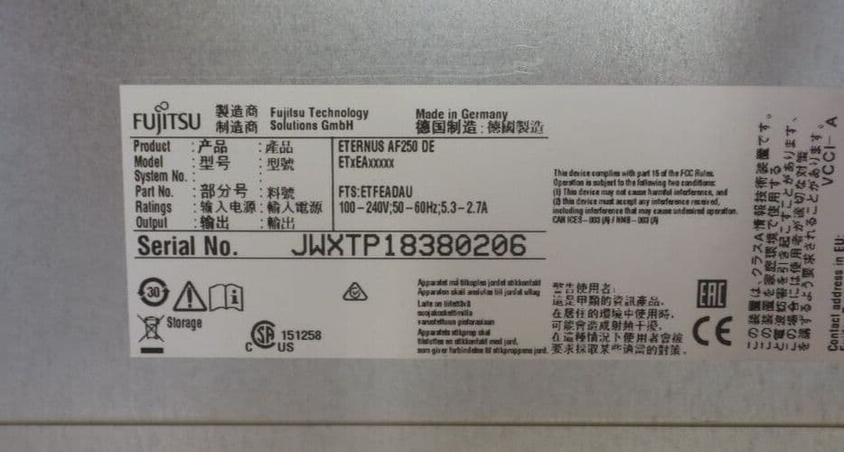 Fujitsu ETERNUS AF250 Drive Expansion 24-Bay 4x 400GB SAS 12G SSD FTS ETFEADAU