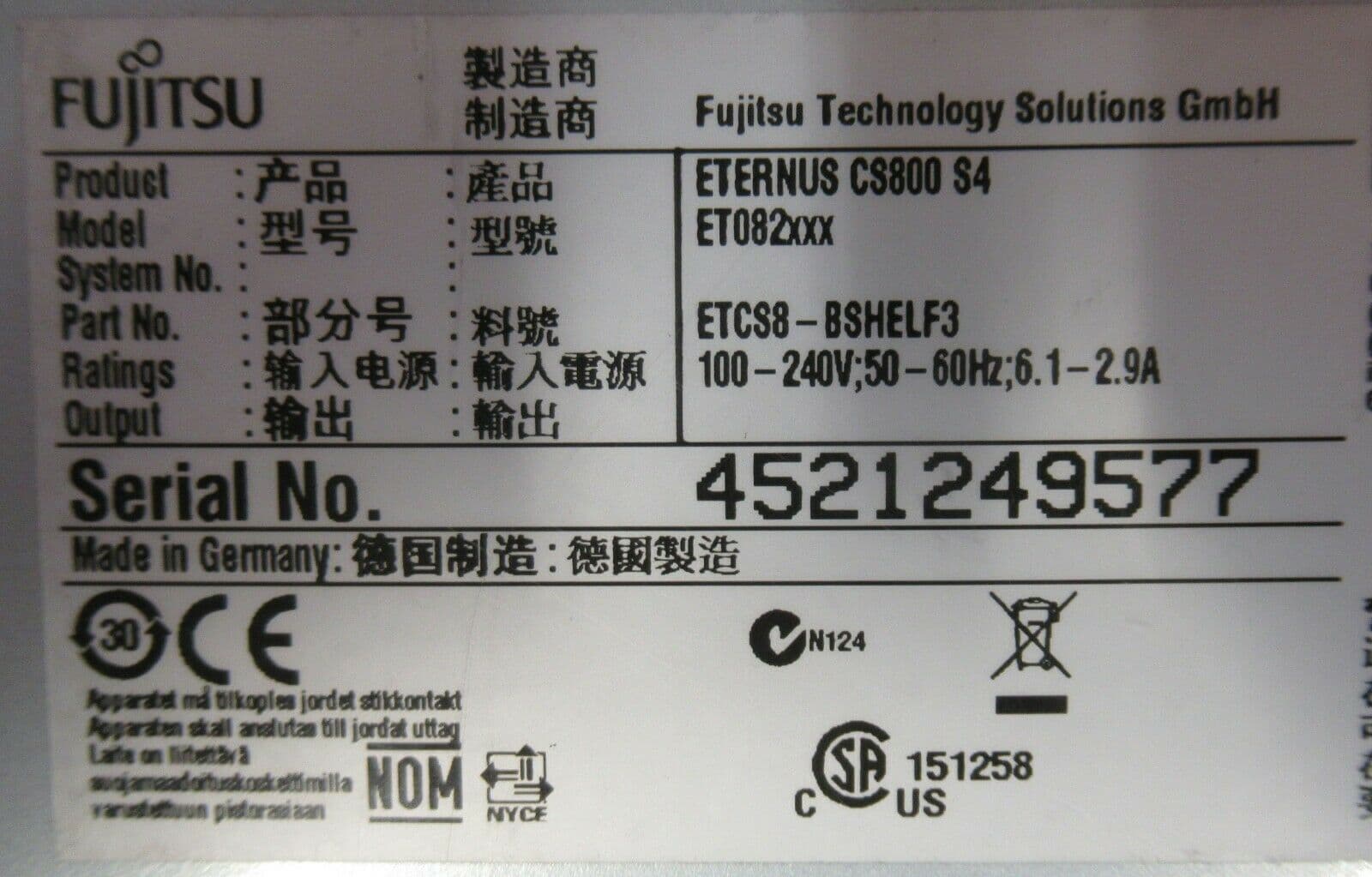 Fujitsu ETERNUS CS800 S4 Base Shelf 2x 8GB Controller 12 x 3 5" SAS ...