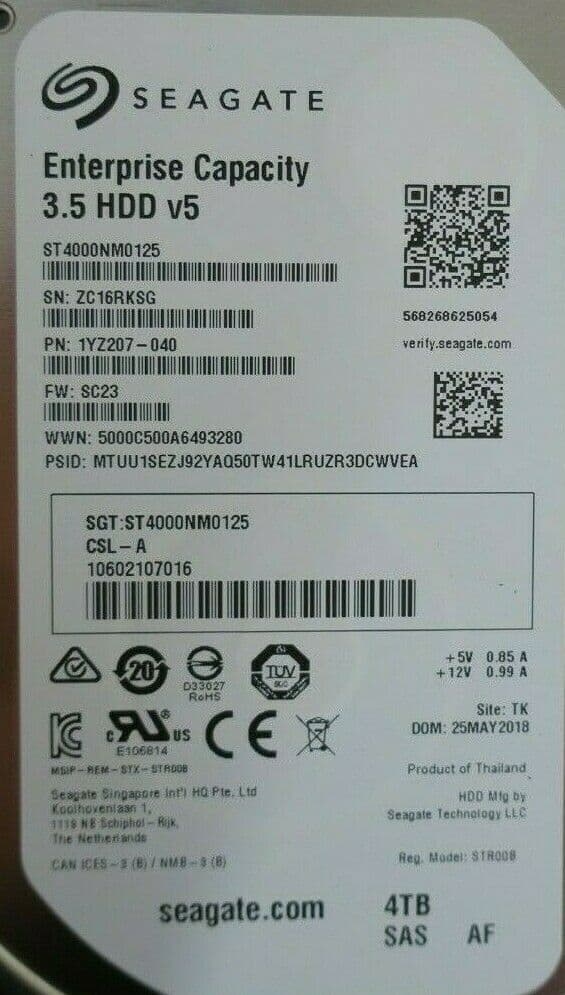 Fujitsu Eternus CS800 S7 4TB 7 2K SAS 3 5" ST4000NM0125 Hard Drive HDD