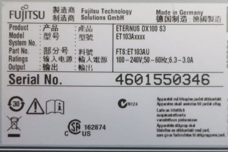 Fujitsu Eternus DX100 S3 24Bay Disk Storage ET103AU 18TB Storage 2x ...