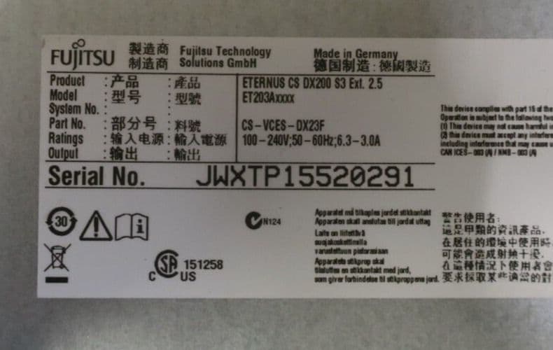 Fujitsu Eternus DX200 S3 Extension Shelf CS-VCES-DX23F 2x IOM12G 21 6TB ...