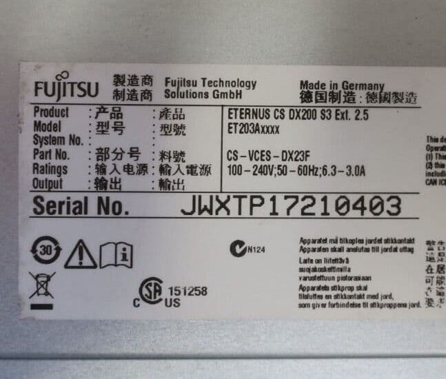 Fujitsu Eternus DX200 S3 Extension Shelf CS-VCES-DX23F 2x IOM12G 21 9TB ...