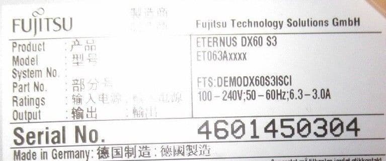 Fujitsu Eternus DX60 S3 24 Bay 10GB Raid Cntlr iSCSI Disk Storage System