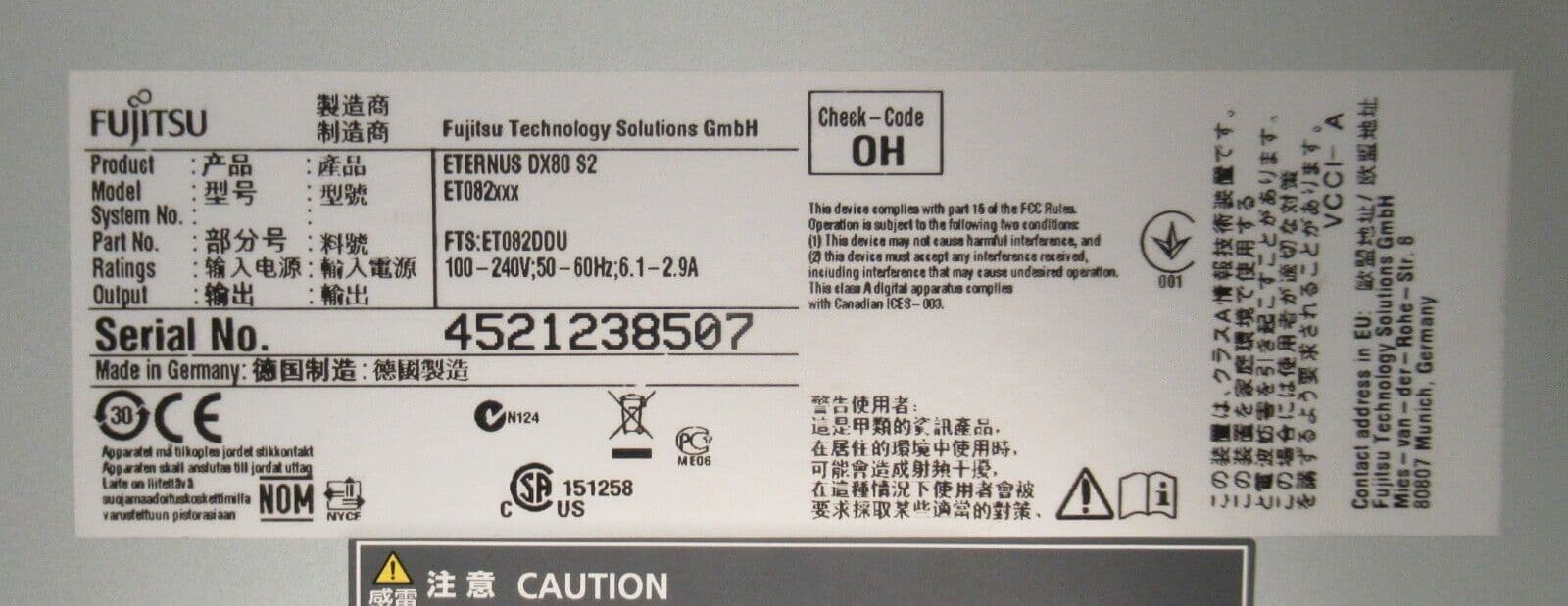 Fujitsu Eternus DX80/90 S2 12x 3 5 Bay SAS Enclosure 1x Controller FTS ...