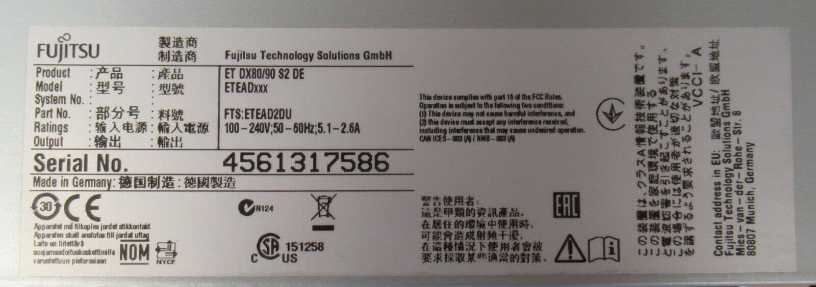 Fujitsu Eternus DX80/90 S2 DE 12-Bay 48TB SAS Enclosure ETEAD2DU 2x IOM6