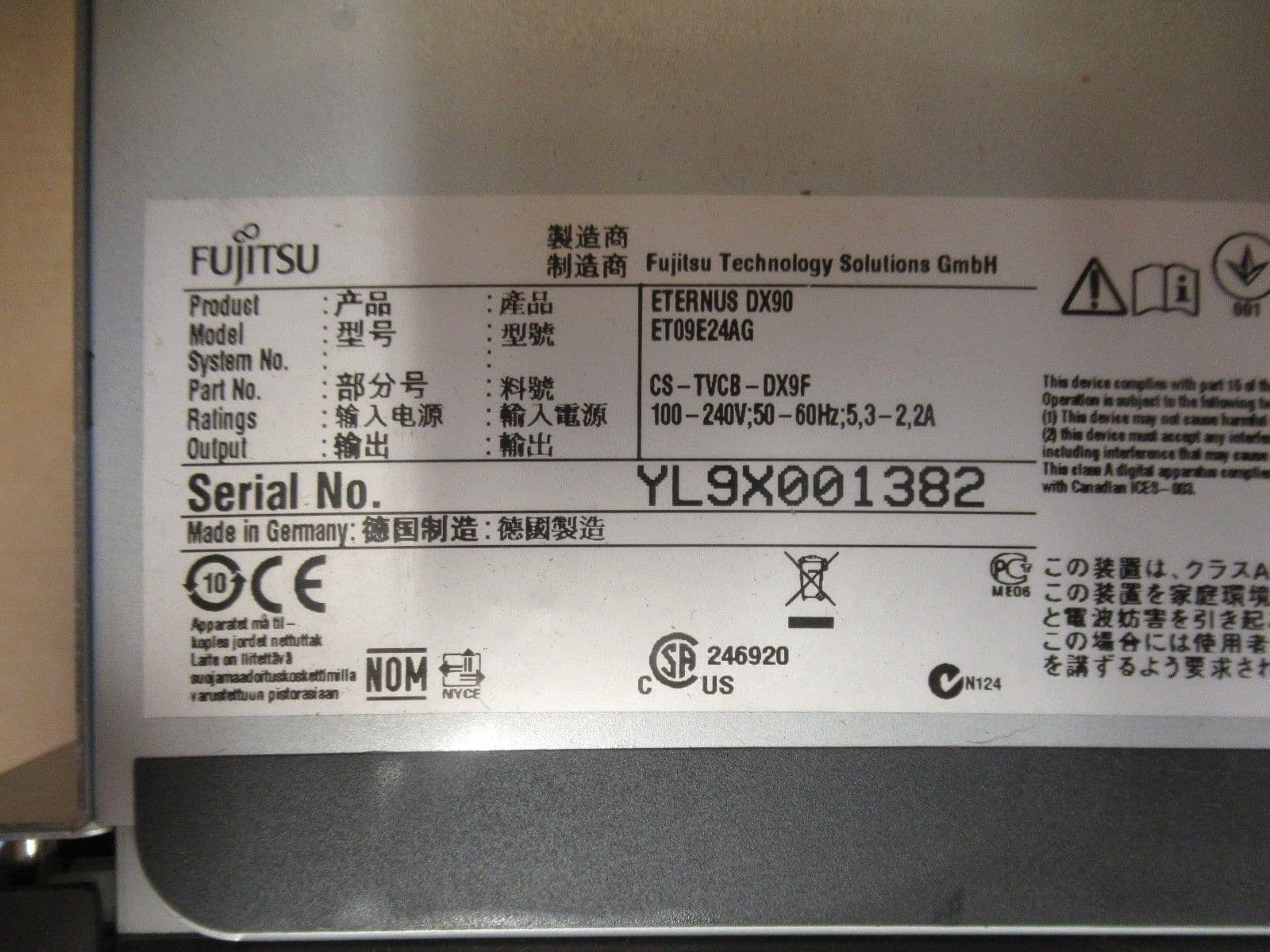 Fujitsu Eternus DX90 12-Bay Expansion Disk Array 2 CA07145-C631 8GB FC ...