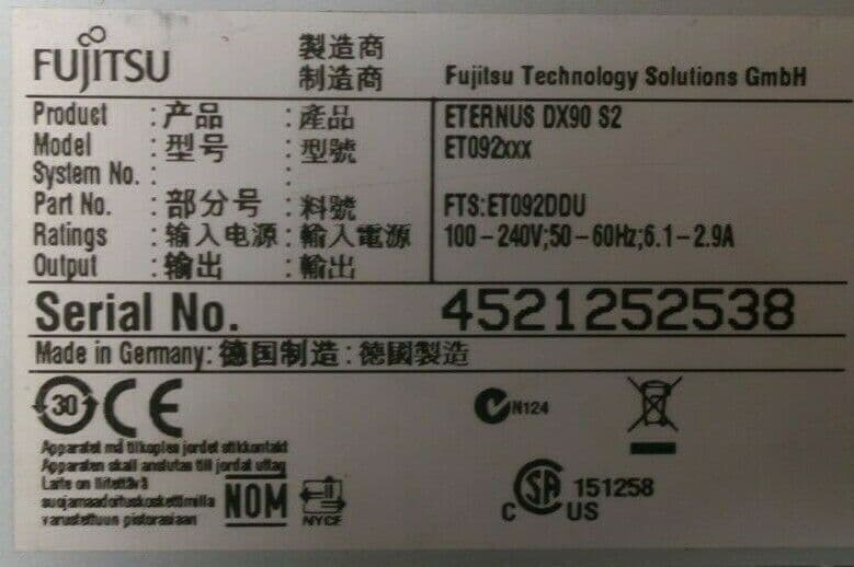 Fujitsu Eternus DX90 S2 12x 3 5" Bay Enclosure FTS ET092DDU 2x CA07336-C001