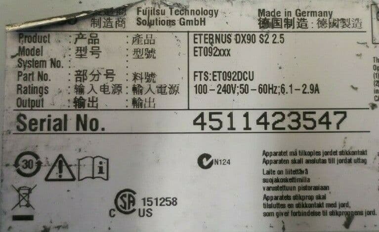 Fujitsu Eternus DX90 S2 24-Bay Enclosure FTS-ET092DCU 18 2TB HDD 2x ...