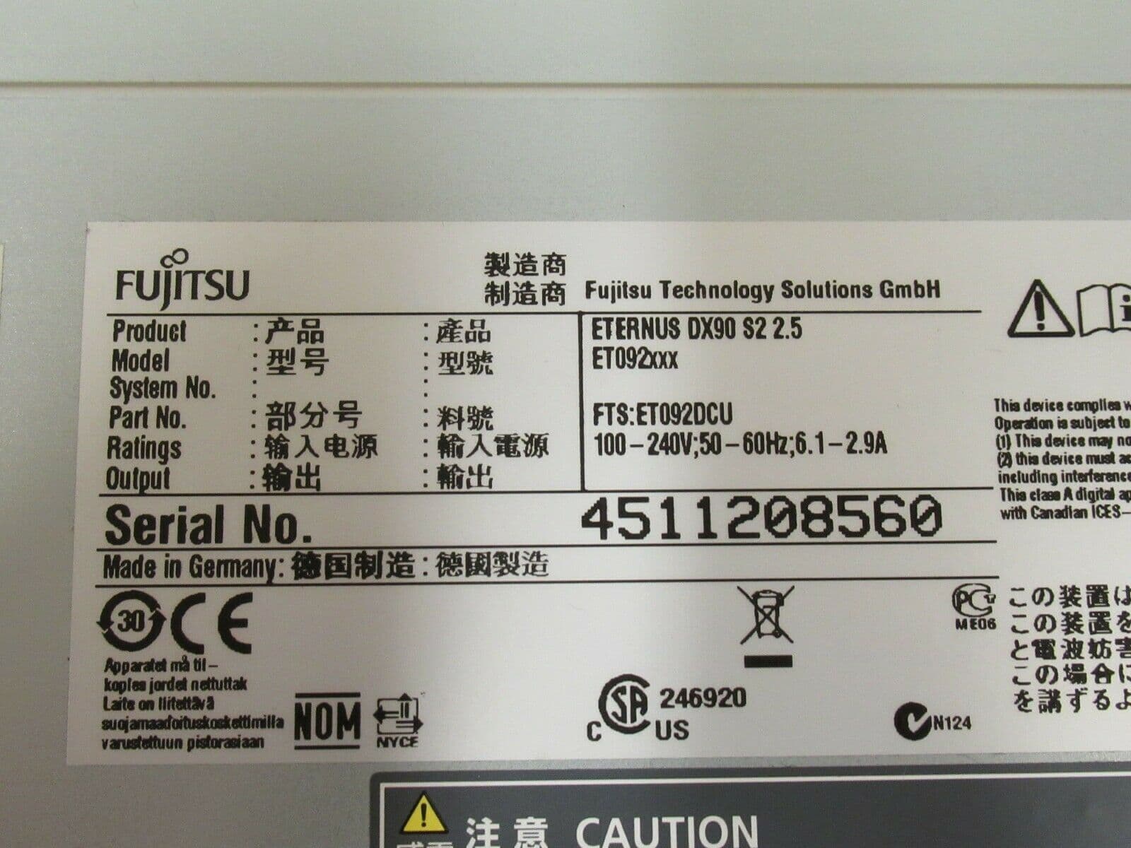 Fujitsu Eternus DX90 S2 24 Bay Enclosure FTS-ET092DCU 2x CA07336-C001 ...