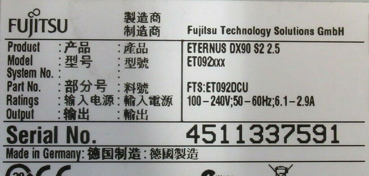 Fujitsu Eternus DX90 S2 24 x 600GB 10K SAS FTS-ET092DCU 2 x Controllers ...