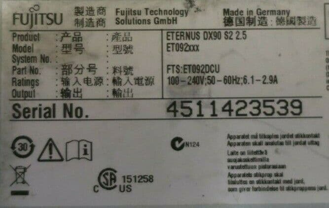 Fujitsu Eternus DX90 S2 24x 300GB 15K SAS 2x Controllers 2x PSU FTS ...