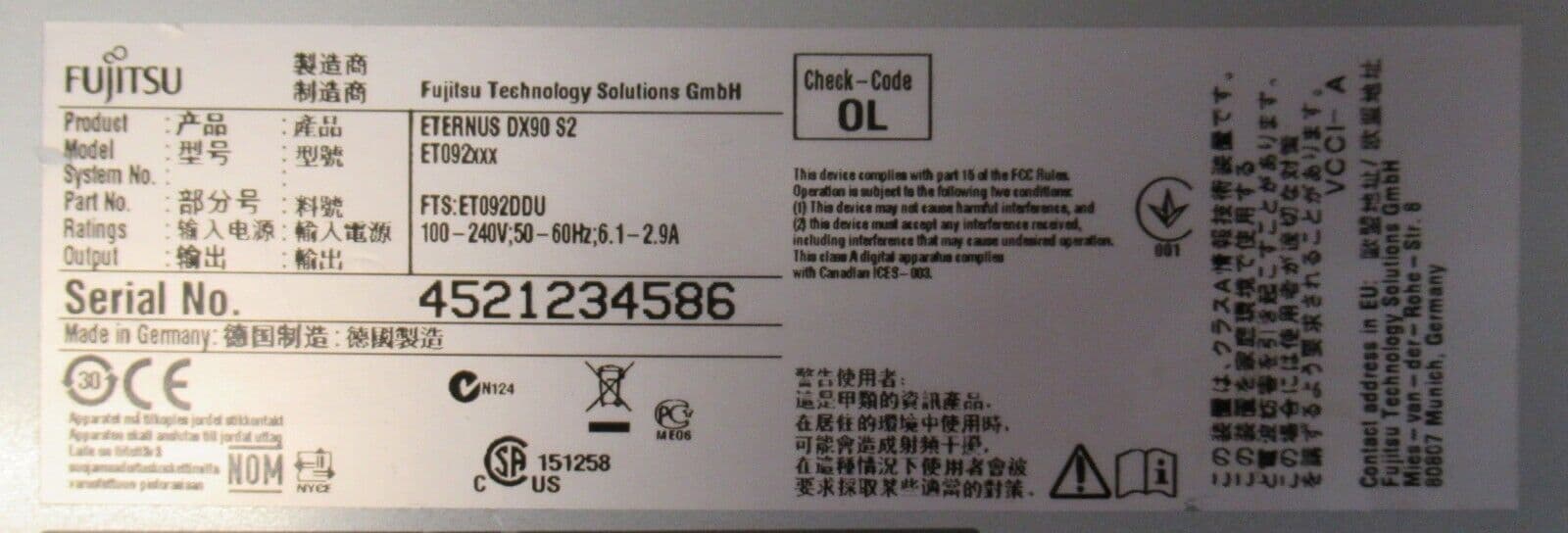 Fujitsu Eternus DX90 S2 RAID Shelf 2x CA07336-C001 2x CA05954-1580 ...