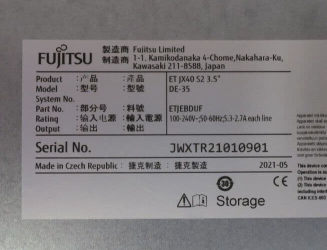 Fujitsu Eternus JX40 S2 12x 3 5" Bay Drive Enclosure ETJEBDUF 12x 16TB ...