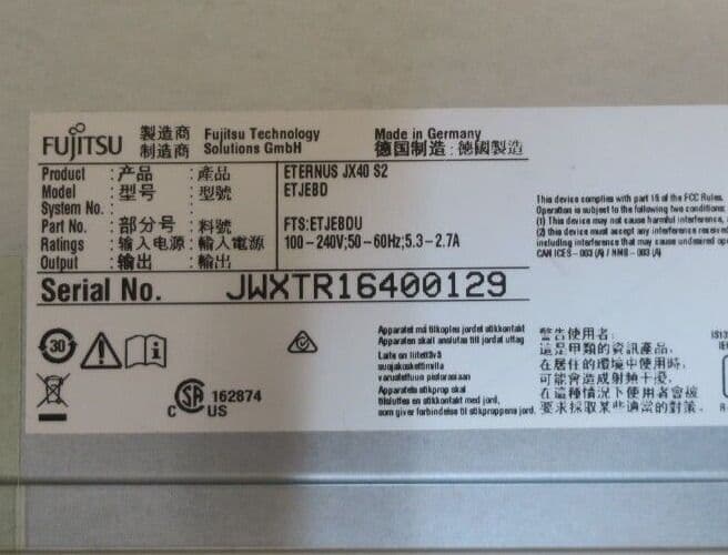 Fujitsu Eternus JX40 S2 Rack Storage Subsystem Array 120TB 12x 10TB 7 ...