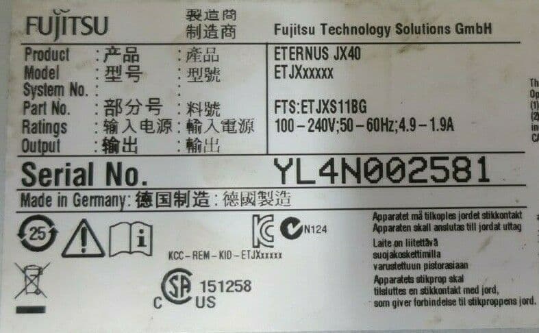 Fujitsu ETERNUS JX40 Storage Subsystem 24x Bay 12x 900GB FTS ETJXS11BG ...
