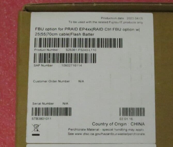 Fujitsu Flash Backup Unit FBU Option Kit for PRAID EP4xx S26361-F5243-L110