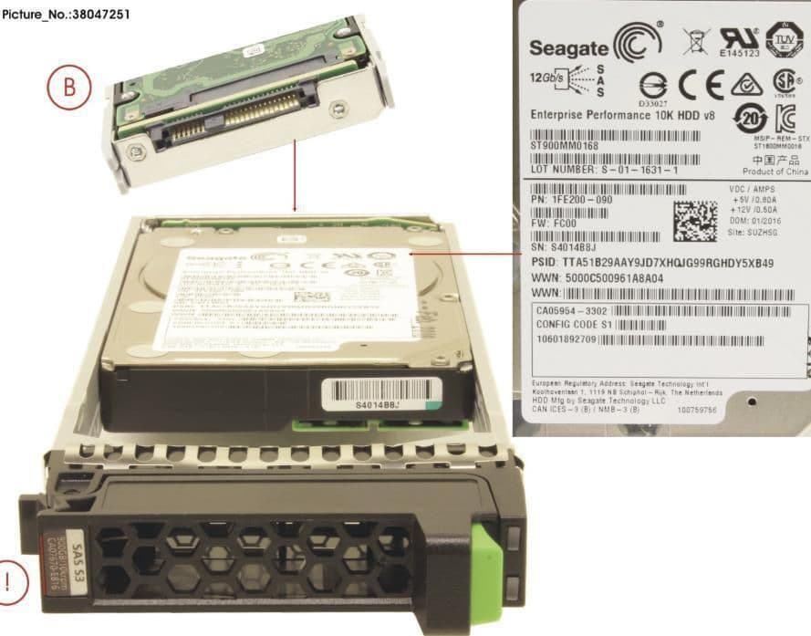 Fujitsu FTS ETFDH9 2 5" 900GB SAS 12GB/s 10K HDD In Caddy CA07670-E816