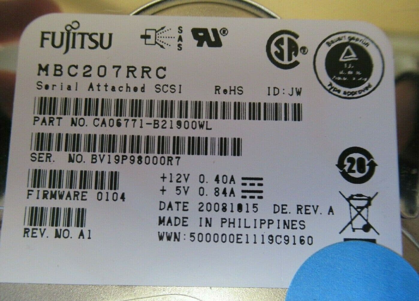 Fujitsu MBC207RRC CA06771-B21900WL Enterprise 73GB 15K SAS 16MB 2 5 ...
