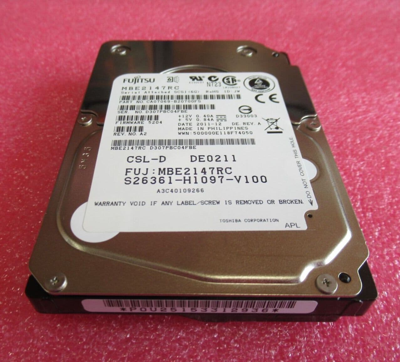 Fujitsu MBE2147RC Enterprise 147GB 15000RPM SAS 6Gbps 16MB 2 5& x22; Internal HDD