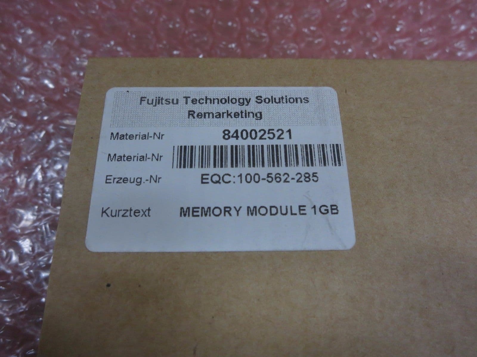 Fujitsu MEMORY MODULE 1GB 84002521 EQC 100-562-285 for FIBRECAT CX3-10C