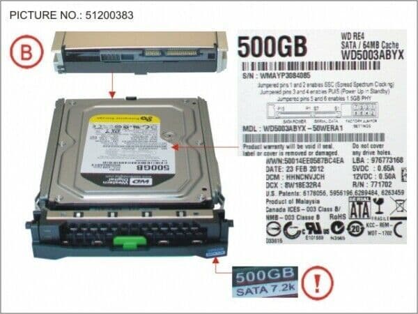 Fujitsu Primergy 500GB 3 5" SATA 6GB/s 7 2K 64MB Server HDD S26361 ...