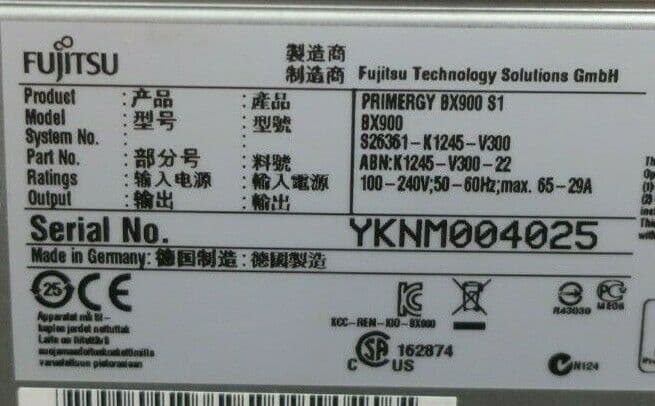Fujitsu Primergy BX900 S1 Blade Chassis 6x BX924 S3 4x BX940 S1 2x BX924 S2