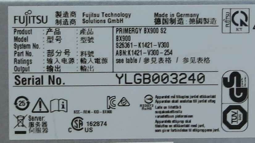 Fujitsu Primergy BX900 S2 Blade Chassis 10U Rackmount 6x 2685W PSU 2x ...