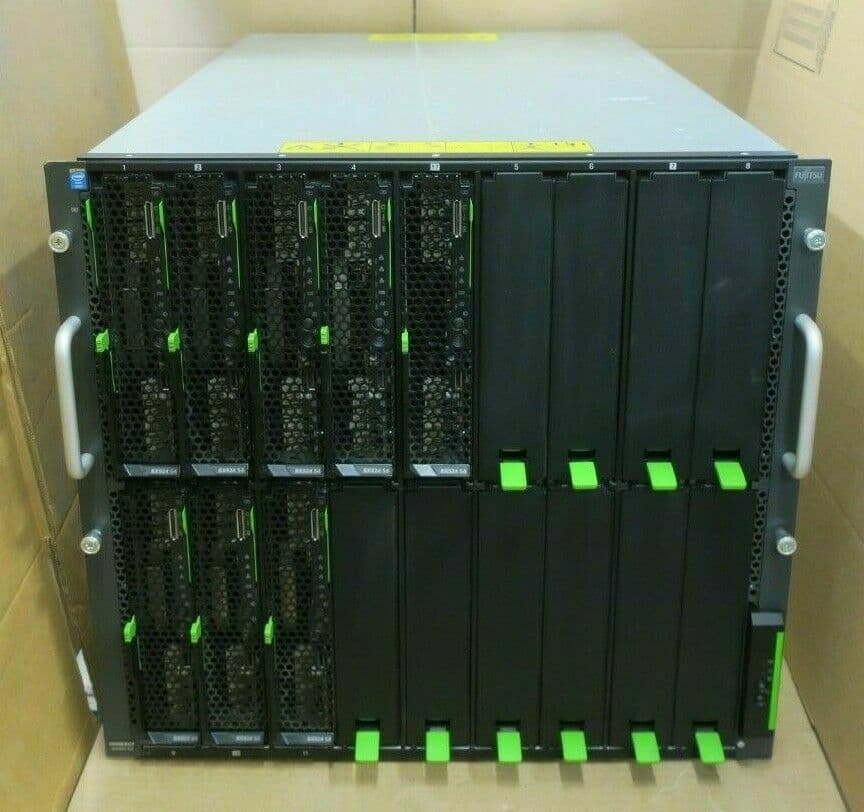 Fujitsu Primergy BX900 S2 Blade Chassis 18-Slot 8x BX924 S4 CTO Blades ...