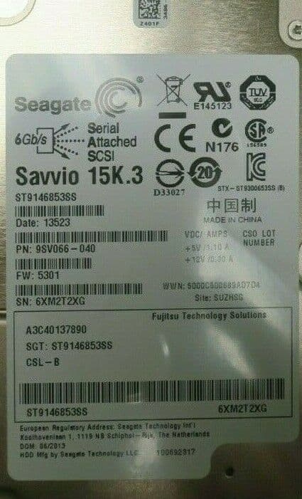 Fujitsu Primergy CX Series 146GB 15K 2 5" SAS 6G Hard Drive S26361-F4568-L514