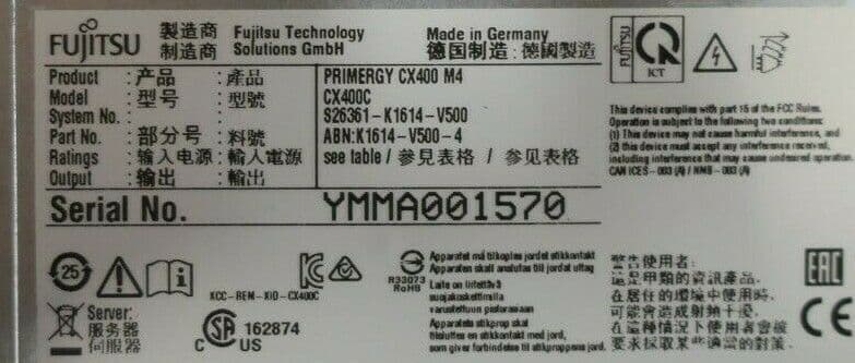 Fujitsu Primergy CX400 M4 CTO Configure-To-Order Node Server Chassis ...
