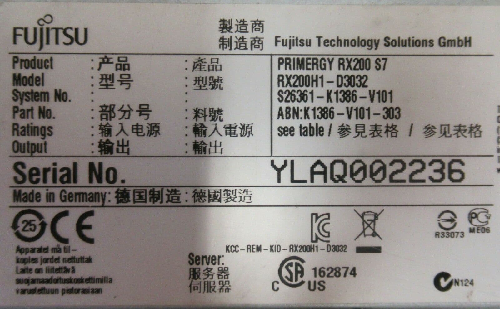 Fujitsu Primergy RX200 S7 2x E5-2620 2GHz 8GB Ram 4x SAS Bays 1U Rack ...