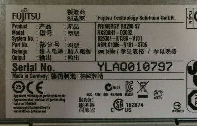 Fujitsu Primergy RX200 S7 2x E5-2620 2GHz 96GB Ram 4x 2 5" HDD Bay 1U ...