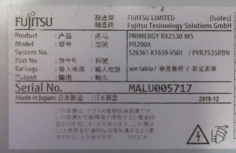 Fujitsu Primergy RX2530 M5 10-Bay CTO 1U Server 4 x 2 5" PCIe SSD 6 x ...