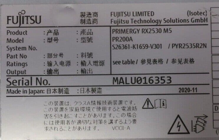 Fujitsu Primergy RX2530 M5 2x Scalable CPU 24-DIMM 4-Bay CTO 1U Server ...