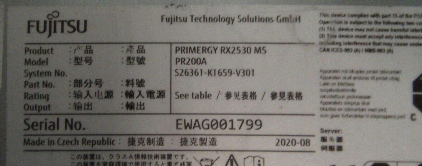 Fujitsu Primergy RX2530 M5 Rackmount 1U Server Chassis Only 4x 2 5 ...
