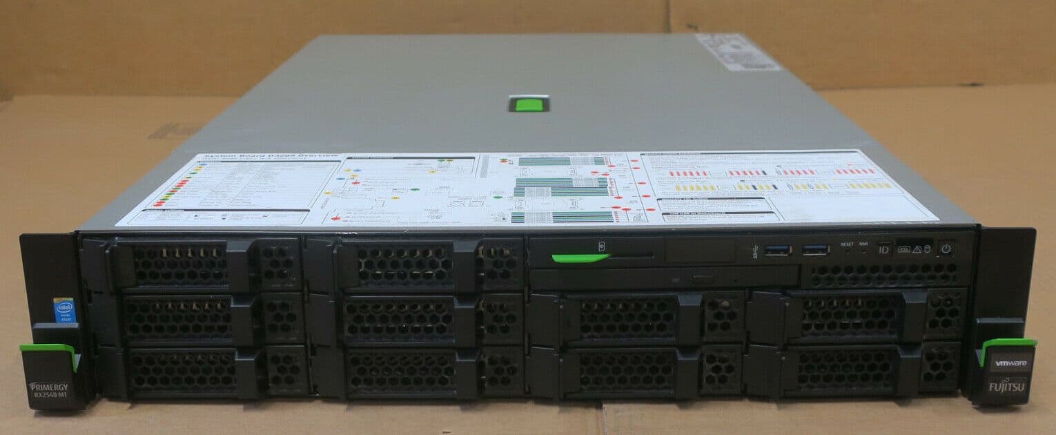 Fujitsu Primergy RX2540 M1 2x 8C E5-2630v3 2 4GHz 384GB Ram 4x 3 5" Bay ...