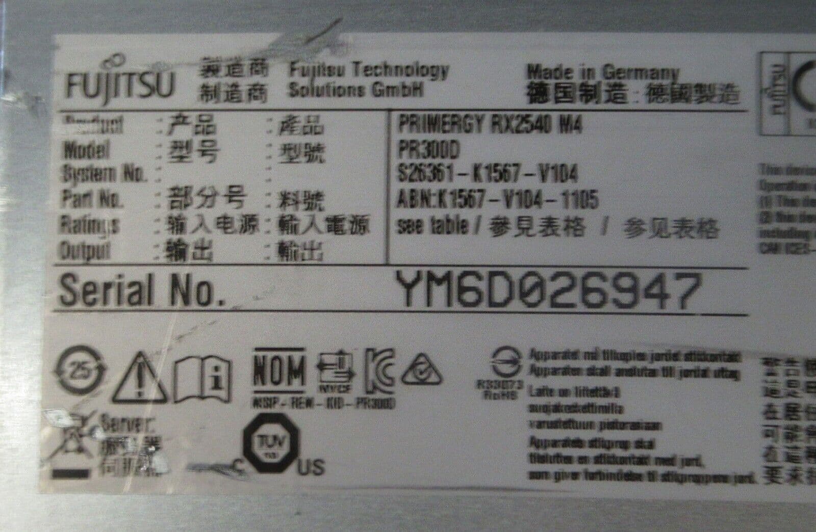 Fujitsu Primergy RX2540 M4 4-Core Silver 4112 32GB Ram 10 9TB HDD 2U ...