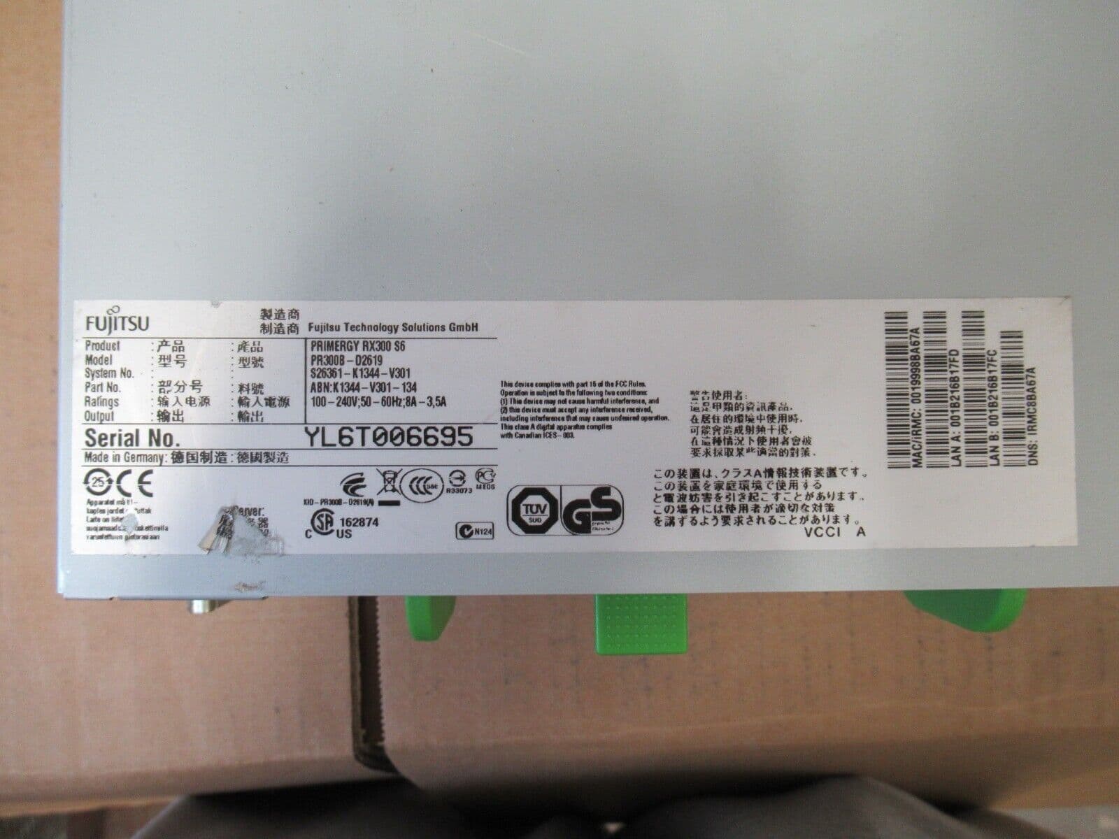 Fujitsu Primergy RX300 S6 2x Six Core X5650 2 67GHz 72GB Ram 2 7TB Bay ...