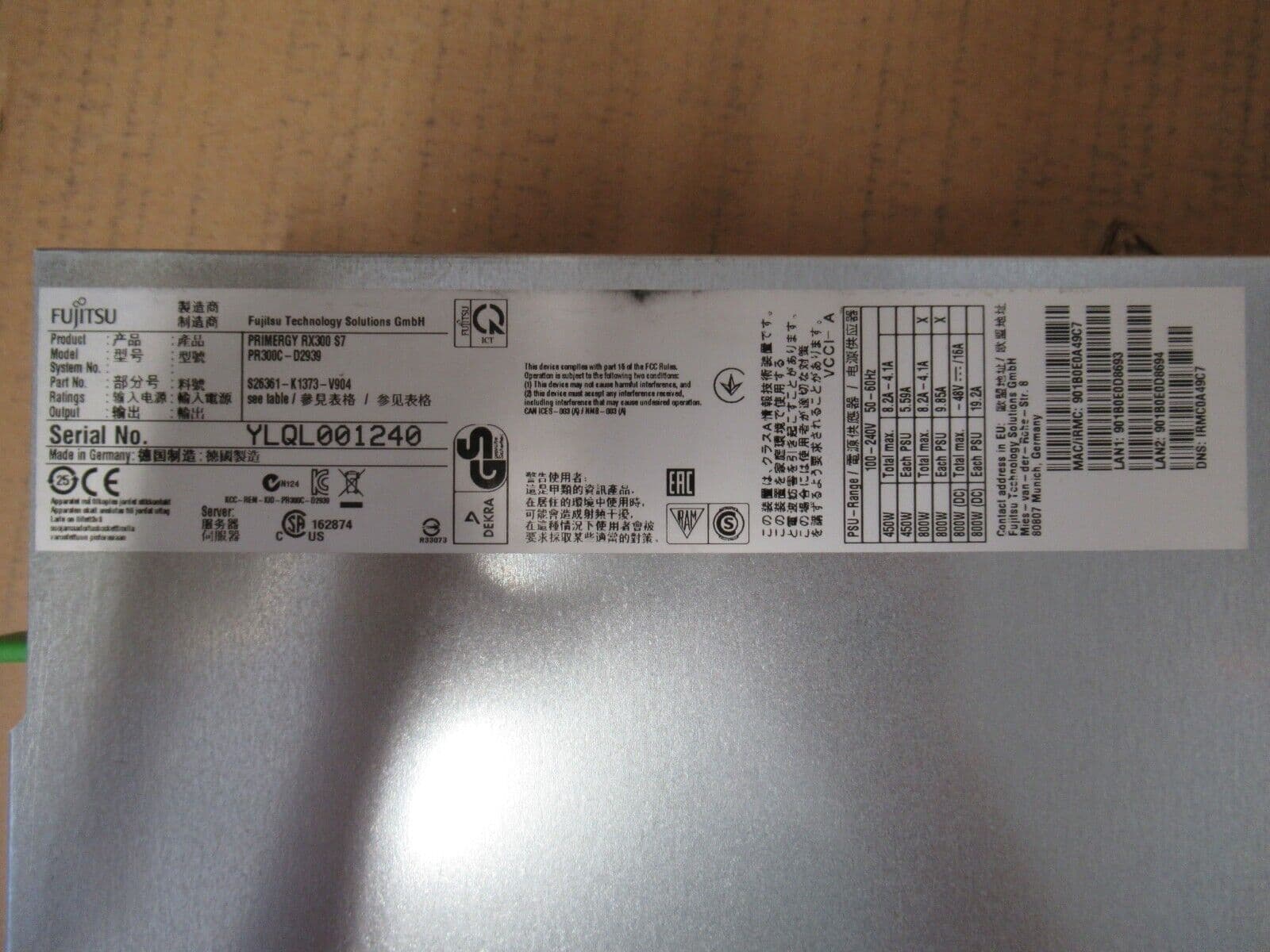 Fujitsu Primergy RX300 S7 Intel E5-2620 2 00GHz 64GB Ram 1 8TB 2U Server