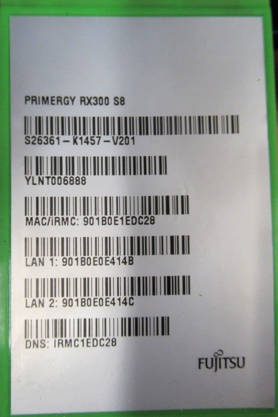 Fujitsu Primergy RX300 S8 2x 6-Core E5-2620v2 2 1GHz 64GB 1 2TB RAID 2U Server