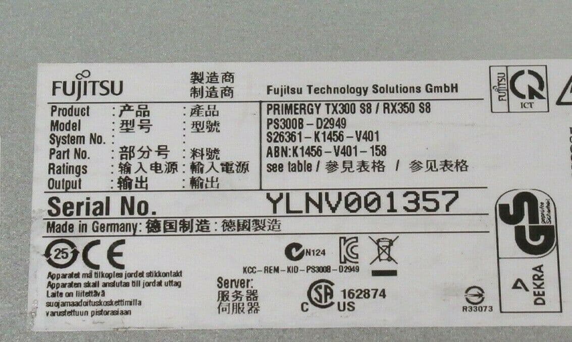 Fujitsu Primergy RX350 S8 2 x E5-2650V2 2 60GHz 64GB RAM RAID 3U Rack ...