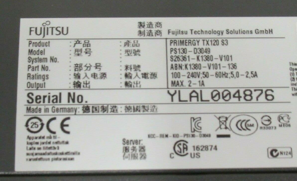 Fujitsu Primergy TX120 S3 Xeon 4 Core E3-1240 3 30GHz 16GB DDR3 SFF ...