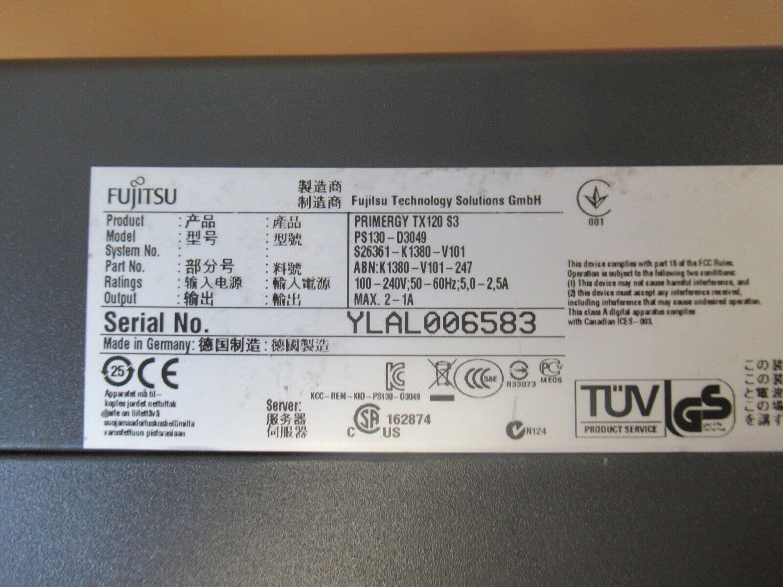 Fujitsu Primergy TX120 S3p 1x Intel 4C E3-1265Lv2 2 50GHz 8GB Ram ...