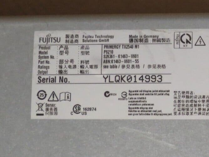 Fujitsu Primergy TX2540 M1 2x 6Core E5-2430v2 96GB RAM 8-Bay 4U Rack Server