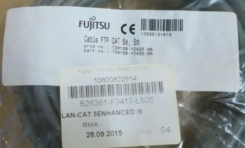 Fujitsu RJ45 Grey CAT5 Enhanced 5M LAN Ethernet Network Cable S26361 ...