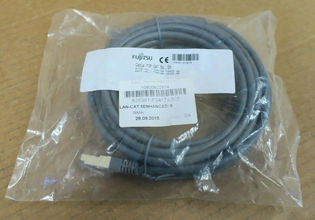 Fujitsu RJ45 Grey CAT5 Enhanced 5M LAN Ethernet Network Cable S26361 ...