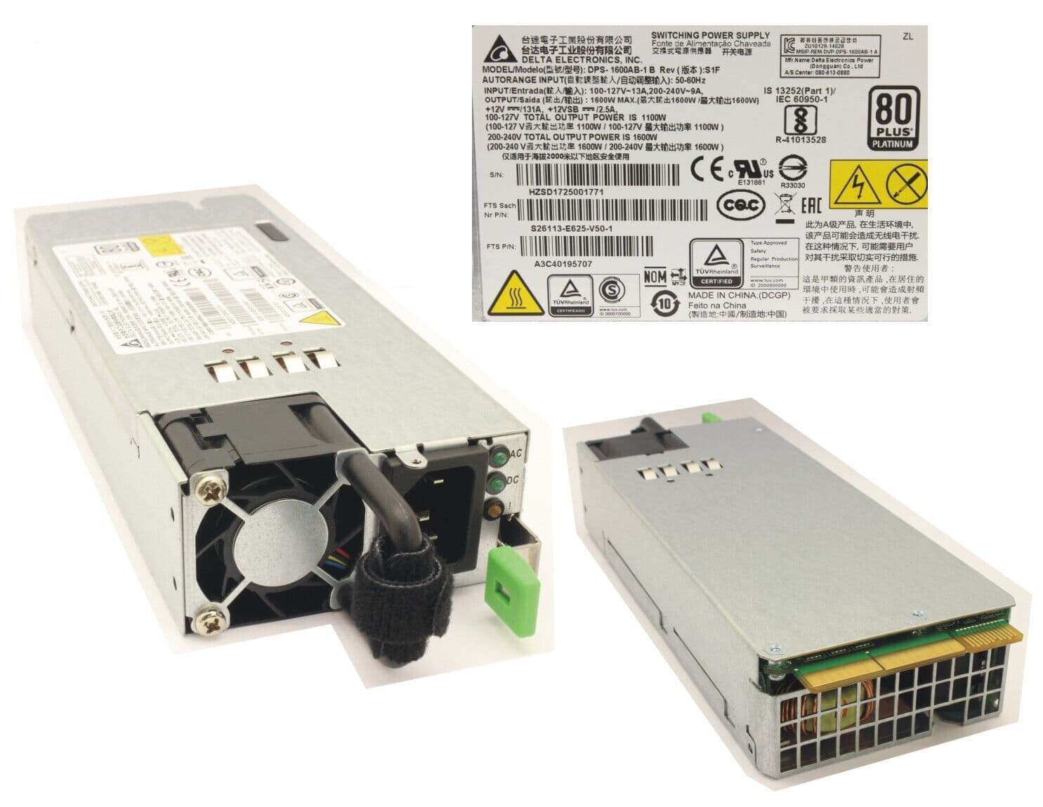Fujitsu RX4770 M5 1600W Hot-Plug PSU Power Supply A3C40195707 S26113 ...